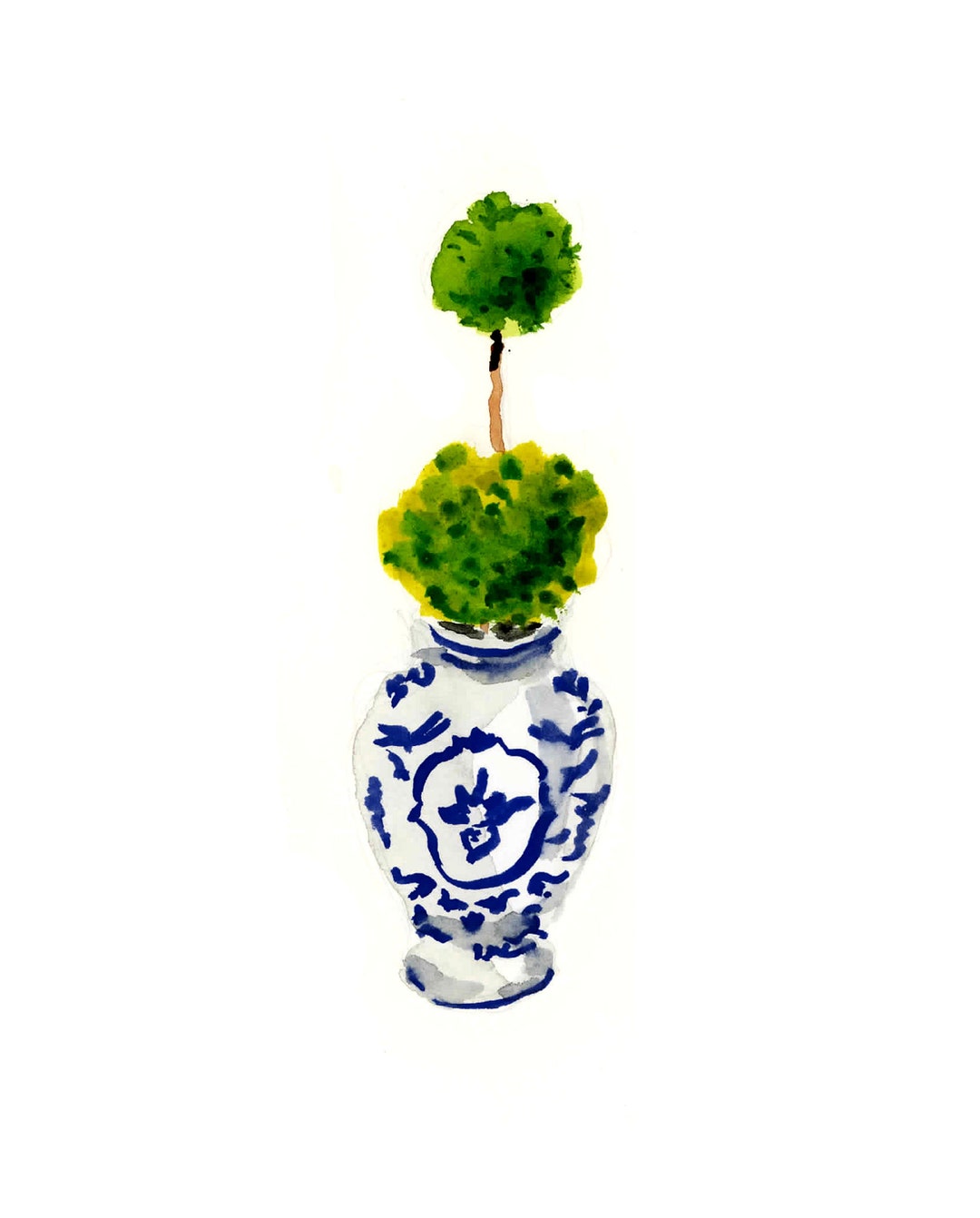 Art Print: Topiary No. 1 Navy {cute Wall Art, Home Decorating, Original ...