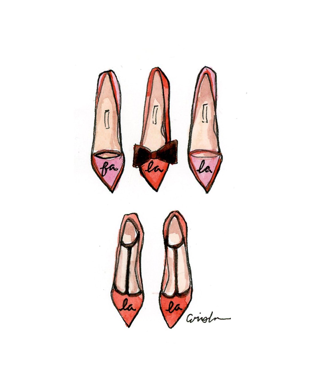 Holiday Art Print: Fa La La Shoes cute Wall Art Home - Etsy