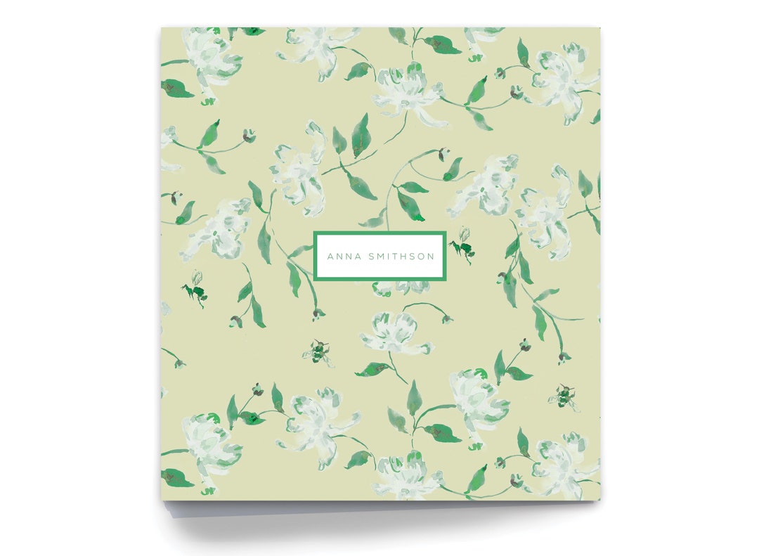 Heirloom Binder Glossy Personalized Binder: Peony Floral Green ...