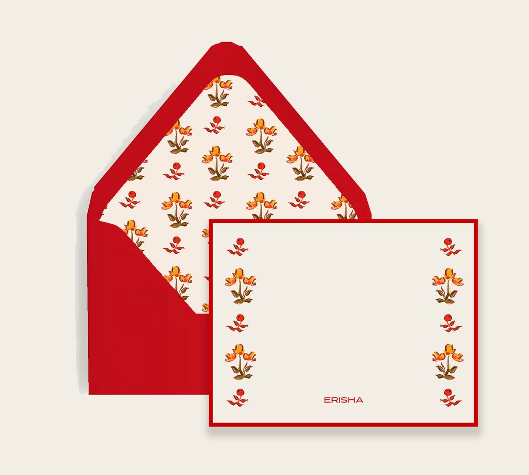 Personalized Stationery: Clemence Block Print {stationary Notecards ...