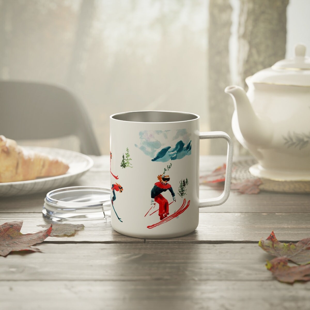 Retro Ski Scene Insulated Coffee Mug, 10oz Skiiers - Etsy