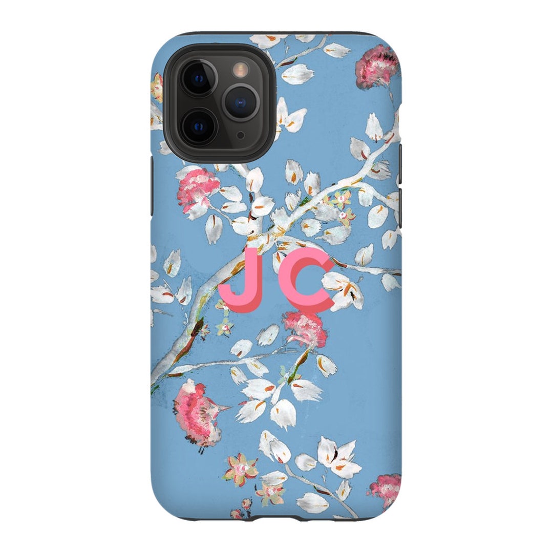Monogrammed iPhone Case: Blue Pink Chinoiserie - Etsy