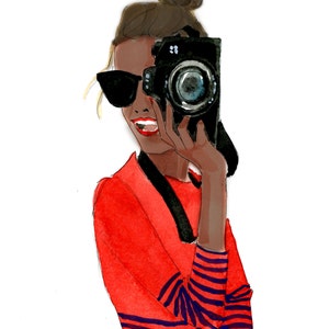 Art Print: Camera Girl {cute Wall Art, Home Decorating, Original ...