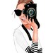 Art Print: Camera Girl in Black and White Stripe wall Art, Home ...