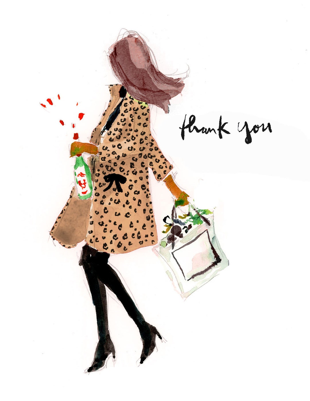 Shoppin and Poppin Folded Thank You Cards {leopard Coat} {stationary ...