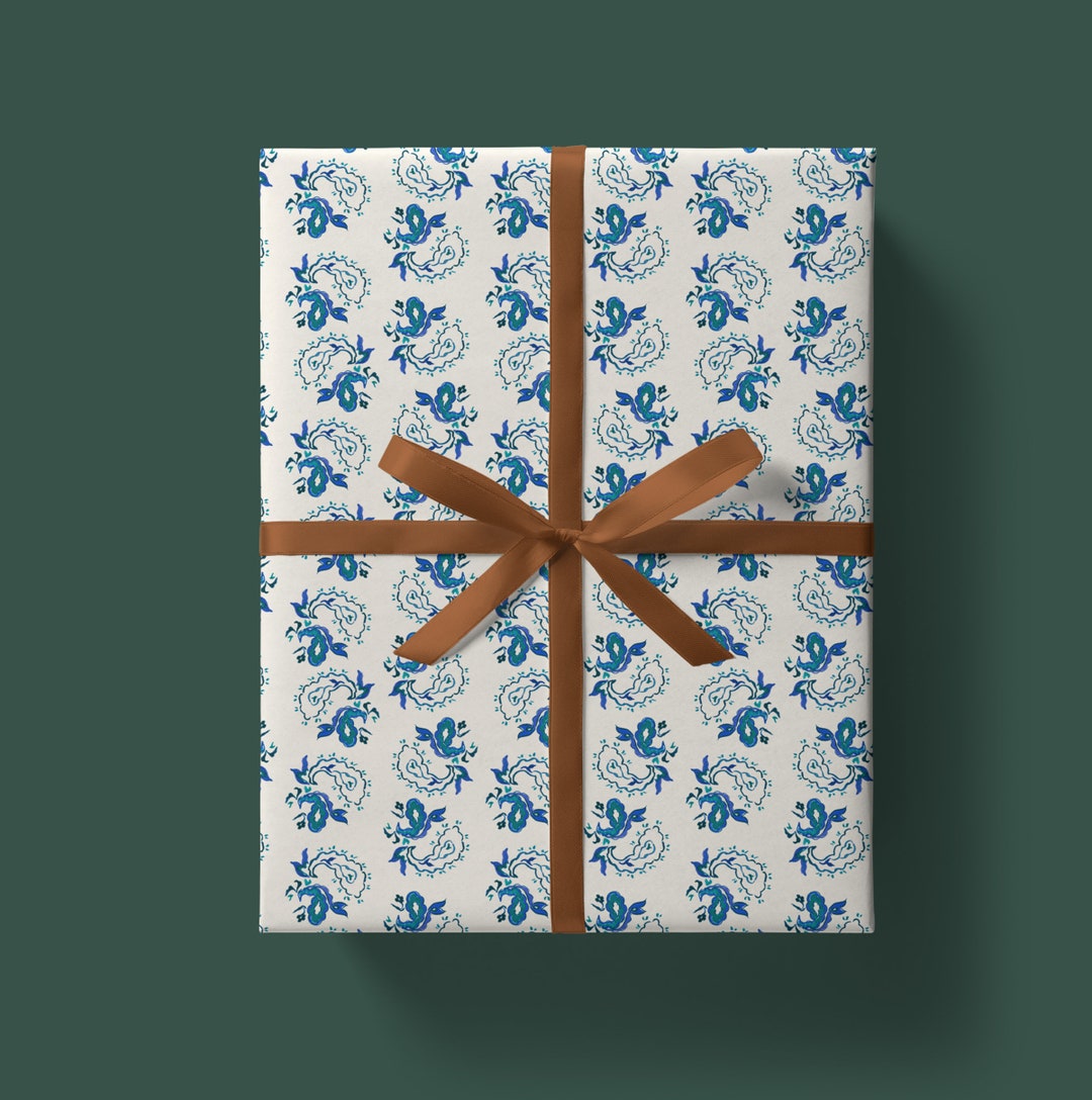 Wrapping Paper: Chambray Paisley {holiday, Birthday, Gift Wrap ...