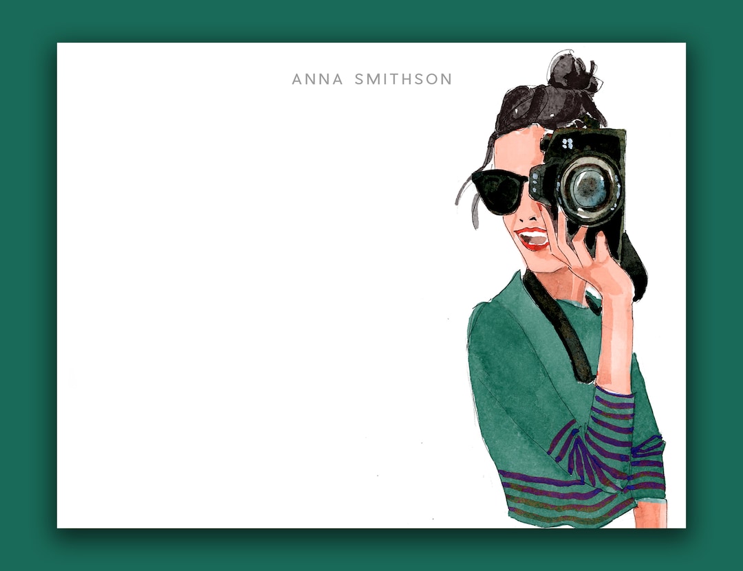 Custom Stationery: Camera Girl Teal {stationary Notecards, Personalized ...