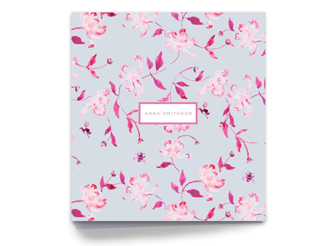 Heirloom Binder Glossy Personalized Binder: Peony Floral Fuchsia ...