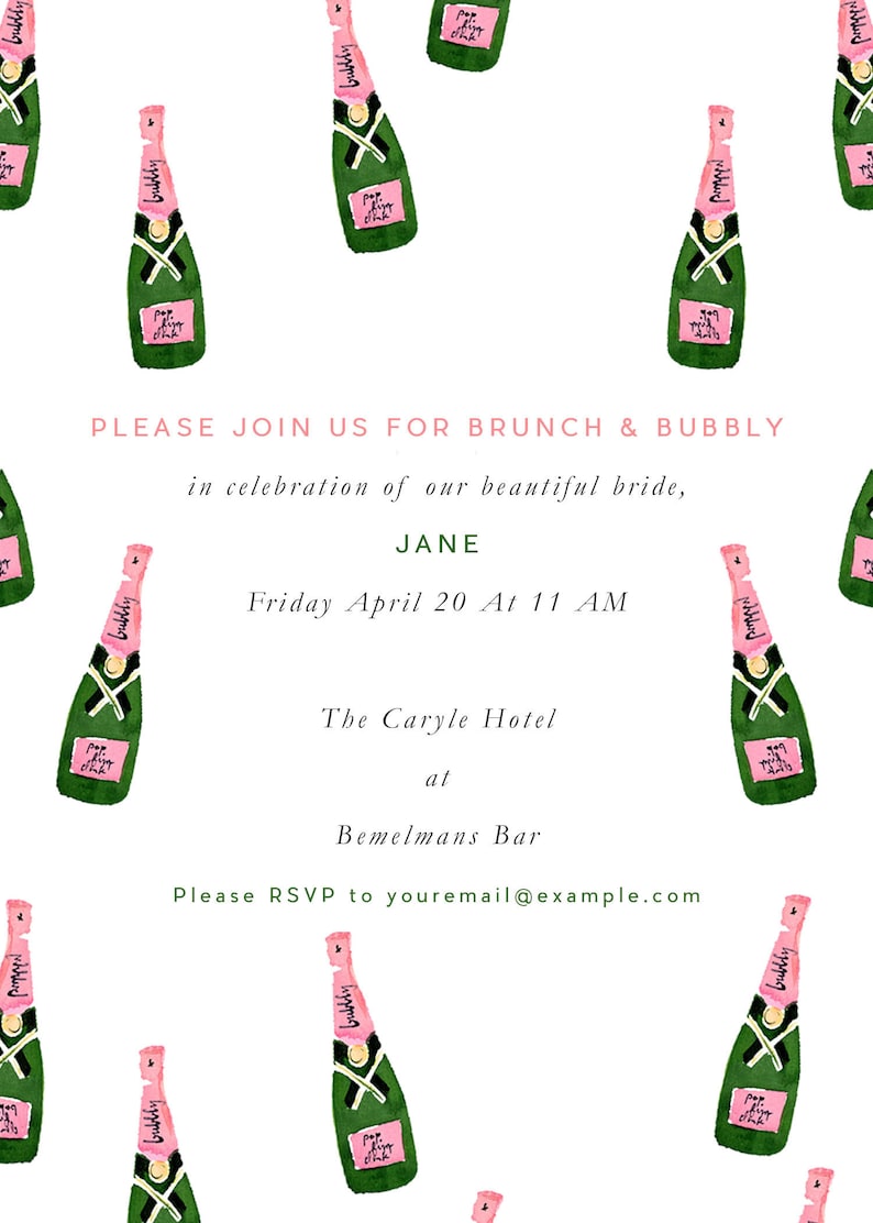 Champagne Party Invitation cute Party Invitation, Personalized Party ...