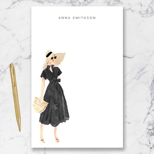 Personalized Notepad: Peonies and Fedoras to Do List Fashion - Etsy