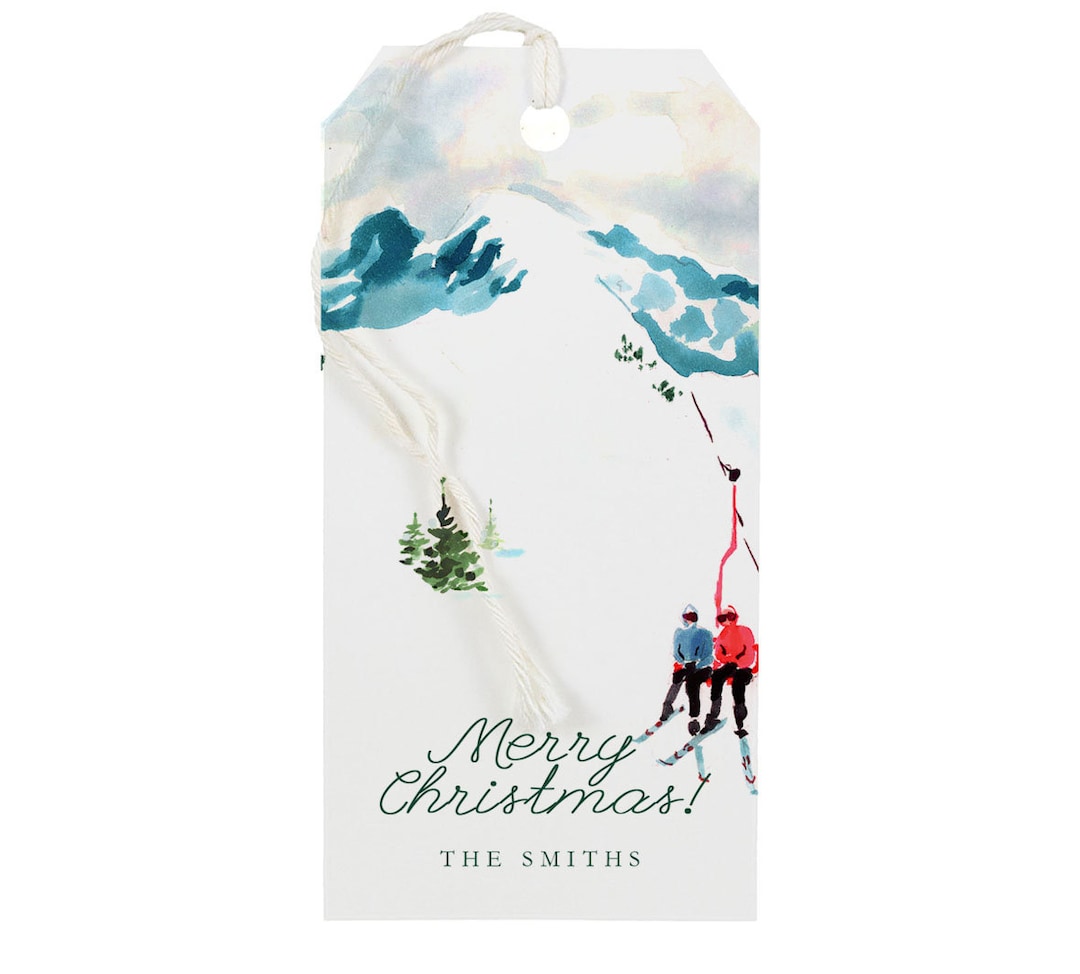 Personalized Christmas Gift Tags: Ski Lift Skiiers Gift Tag {holiday ...