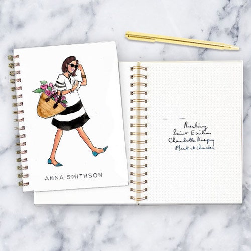 Personalized Gold Spiral Notebook: Bright Bookshelf | Etsy