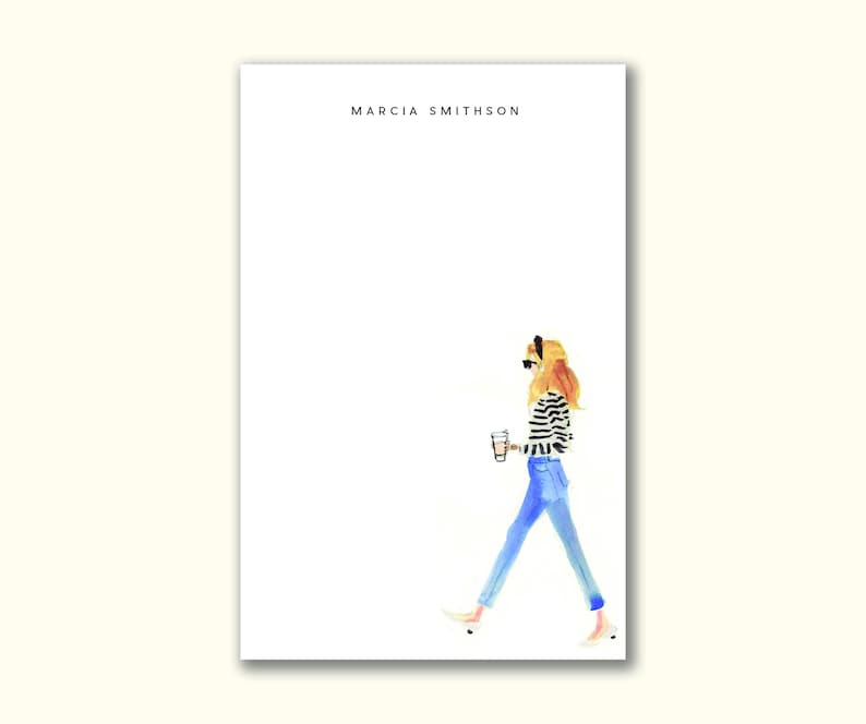 Coffee and Stripes Notepad {to Do List, Fashion Illustration, Office ...