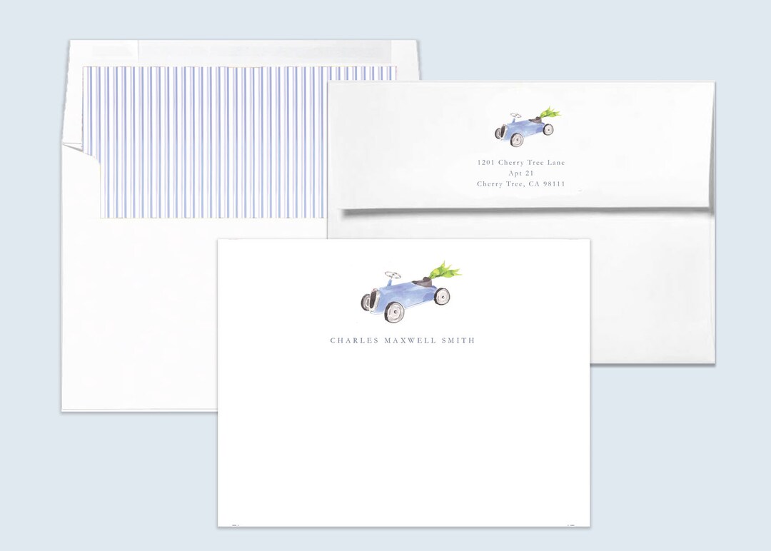 Personalized Stationery: Blue Toy Car {stationary Notecards ...
