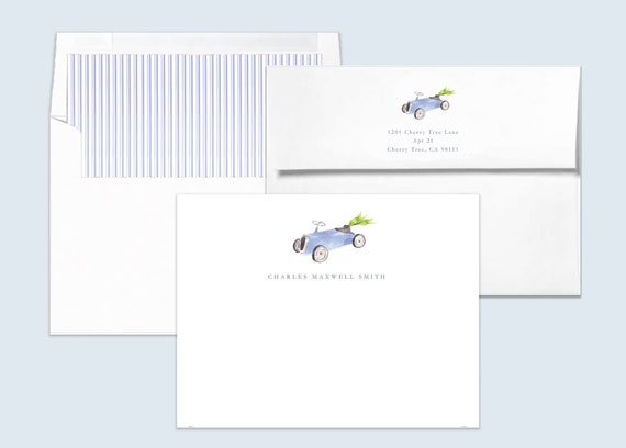 Personalized Stationery: Blue Toy Car stationary Notecards - Etsy