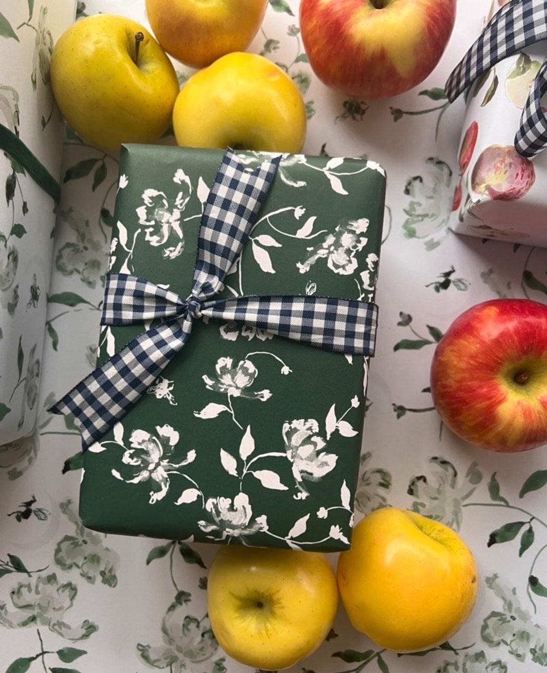Peony Floral Wrapping Paper: Hunter Silhouette Peony Wrap {christmas ...