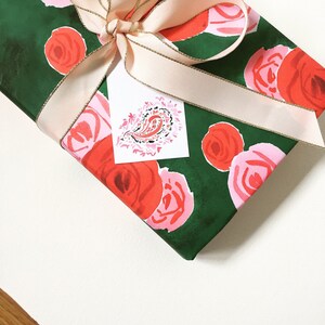 Wrapping Paper: Pink and Red Rose on Hunter Green {christmas, Holiday ...