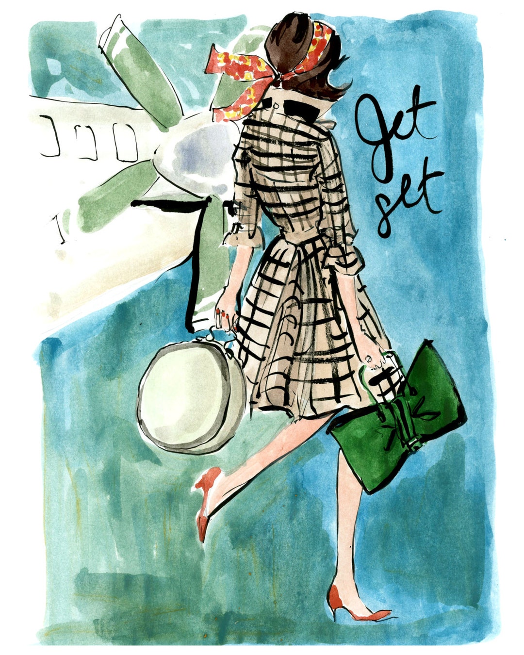 Fashion Illustration Art Print: Jet Set Girl - Etsy
