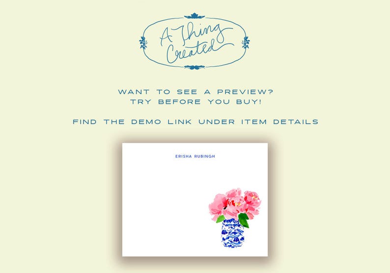 Personalized peony Note cards - Custom Ginger‑jar Stationery Set ...