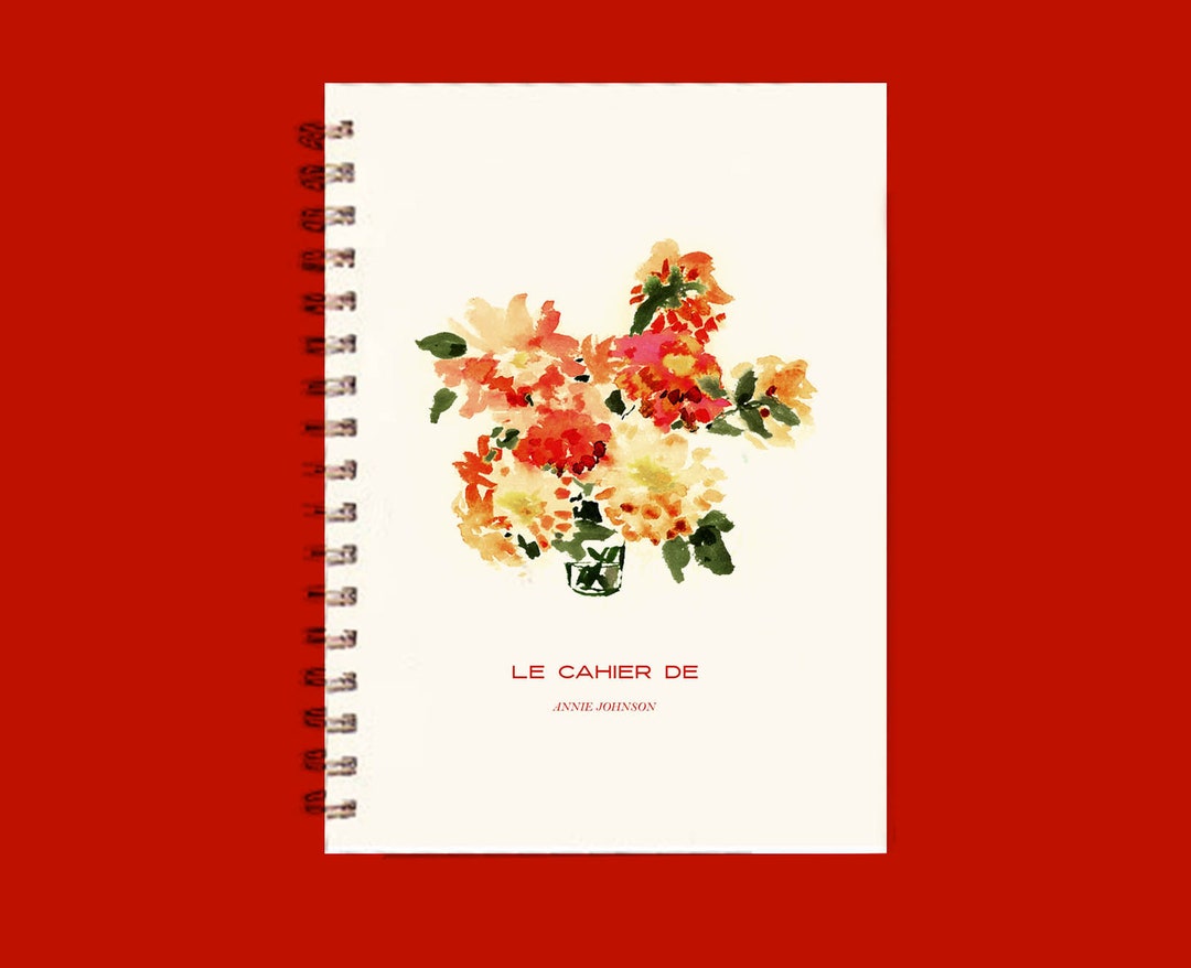 Personalized Gold Spiral Notebook: Red Dahlia Spiral Notebook Fall 2024 ...