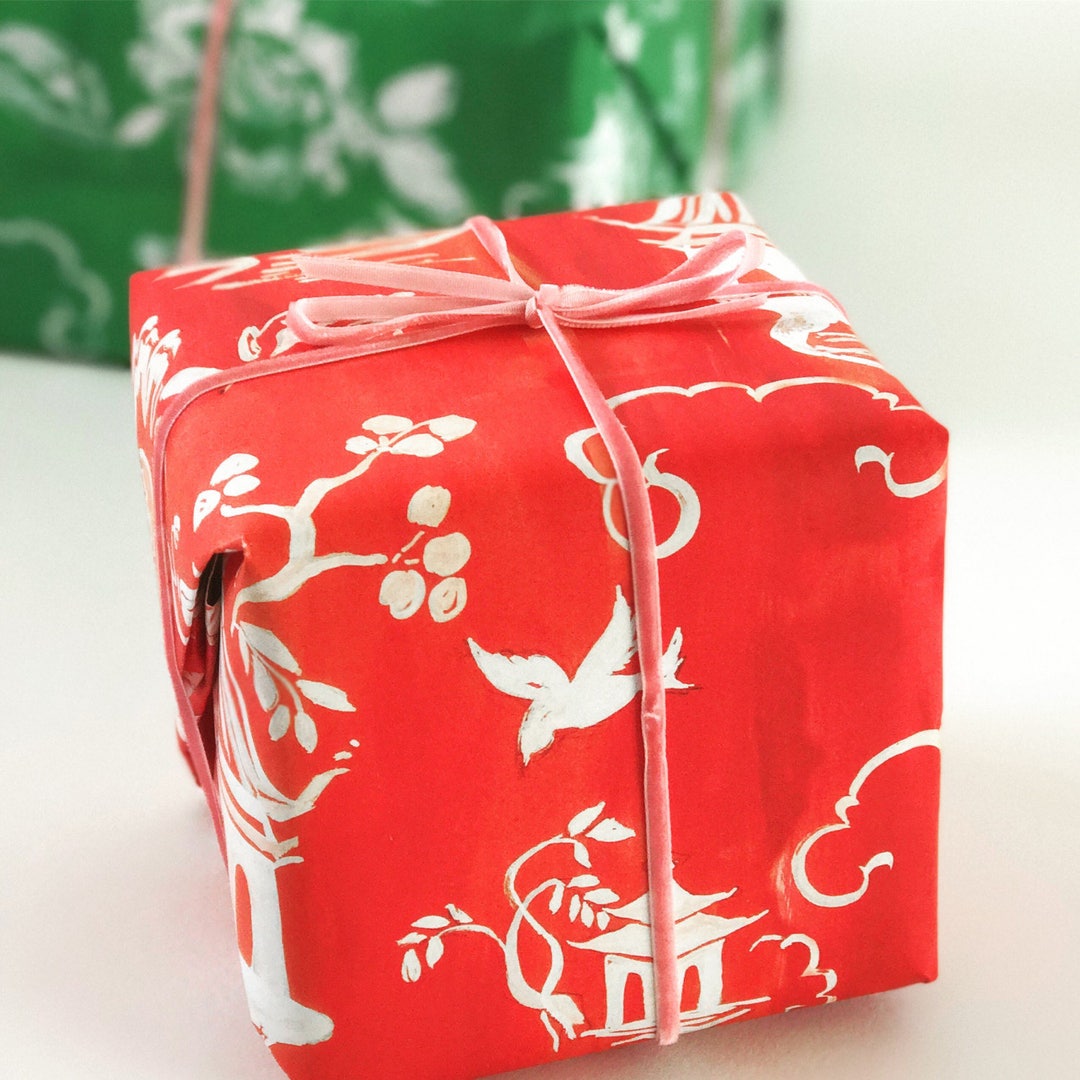 Wrapping Paper: Red Chinoiserie Pagoda {christmas, Holiday, Birthday ...