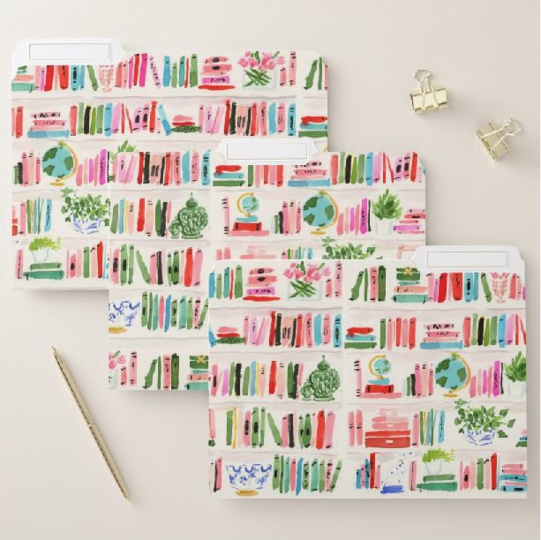 File Folders: Bright Bookshelf Print - Etsy