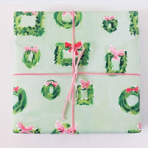 Christmas Wrapping Paper: Wreaths in Mint {christmas, Holiday, Birthday ...