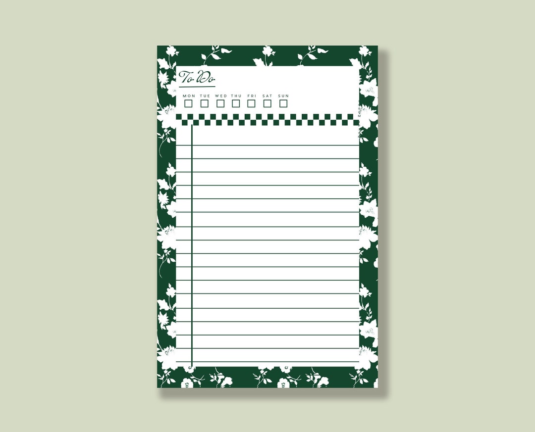 To Do List Notepad: Hunter Green Silhouette {paper Notepad, to Do List ...