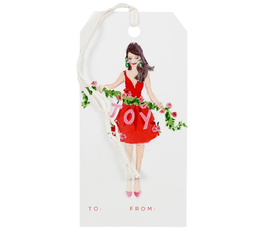 Christmas Gift Tags: Joy Garland Girl {holiday Gift Tags} - Etsy