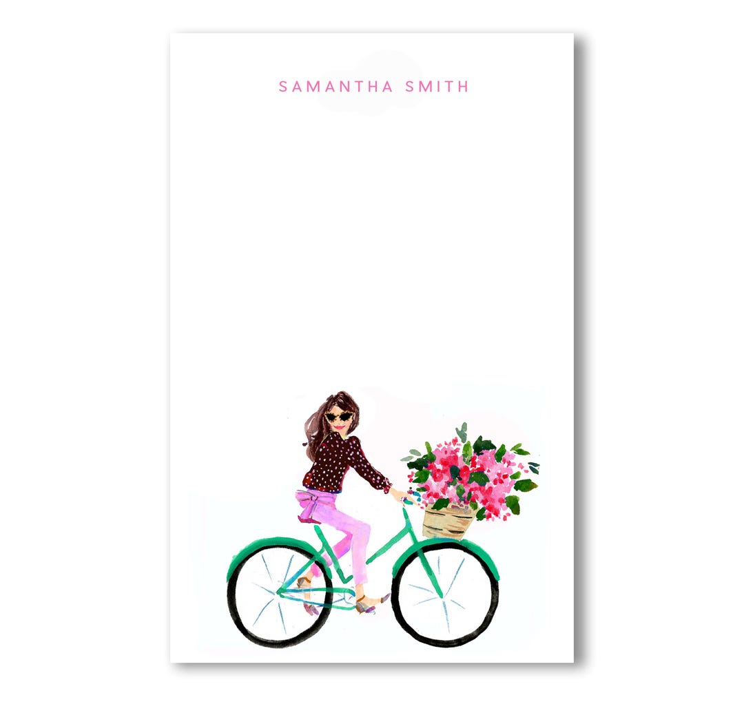 Personalized Notepad: Pink Bike Girl {paper Notepad, to Do List ...