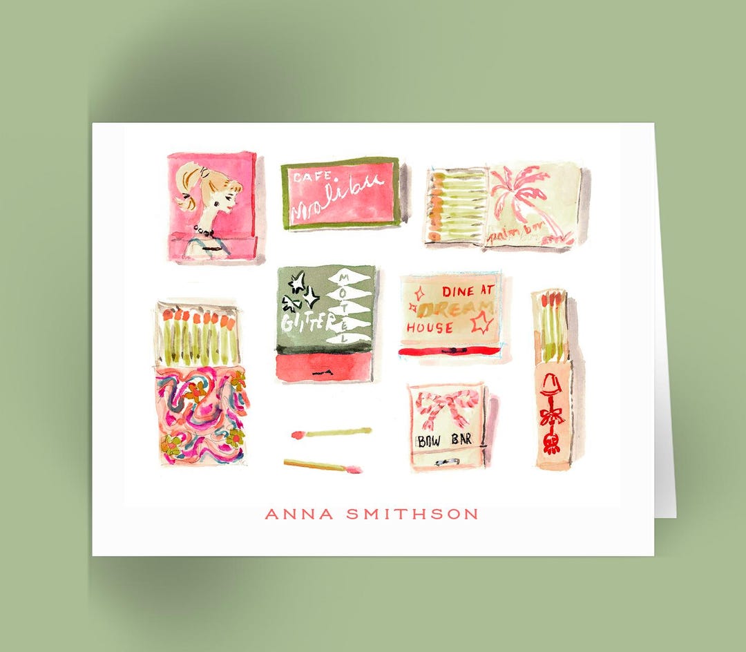 Folded Cards: Vintage Matchbooks {stationary Notecards, Personalized ...