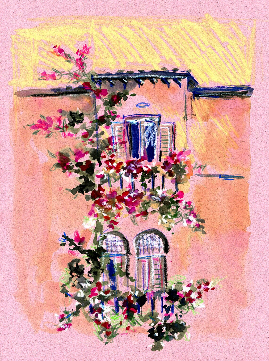 Art Print: Pink Paris Facade {paris Art Print, Travel Art, Travel Wall ...