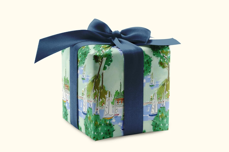 Central Park Wrapping Paper - Boat Race Rowboat Gift Wrap, Watercolor ...