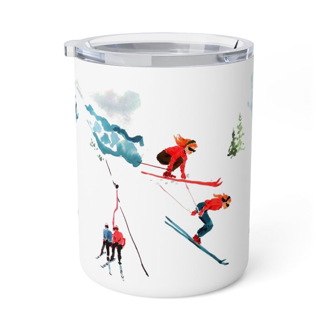 Retro Ski Scene Insulated Coffee Mug, 10oz Skiiers - Etsy