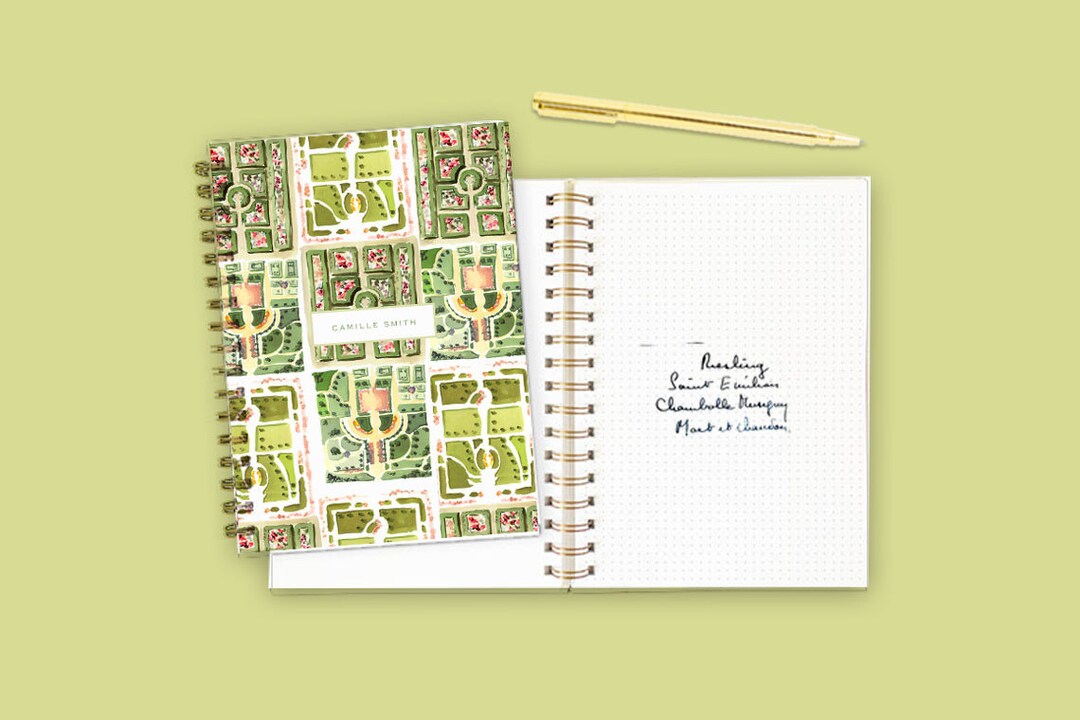 Personalized Gold Spiral Notebook: French Gardens - Etsy