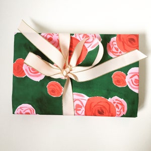 Wrapping Paper: Pink and Red Rose on Hunter Green {christmas, Holiday ...