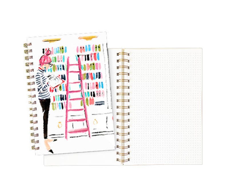 Gold Spiral Notebook: Library Girl | Etsy