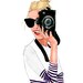 Art Print: Camera Girl in Navy and White {cute Wall Art, Home ...