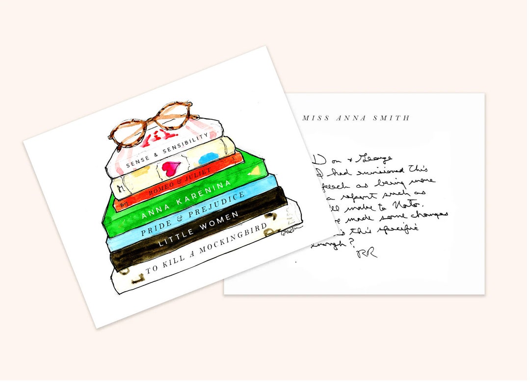 Customizable Book Stack Bright Books: Stationery {stationary Notecards ...