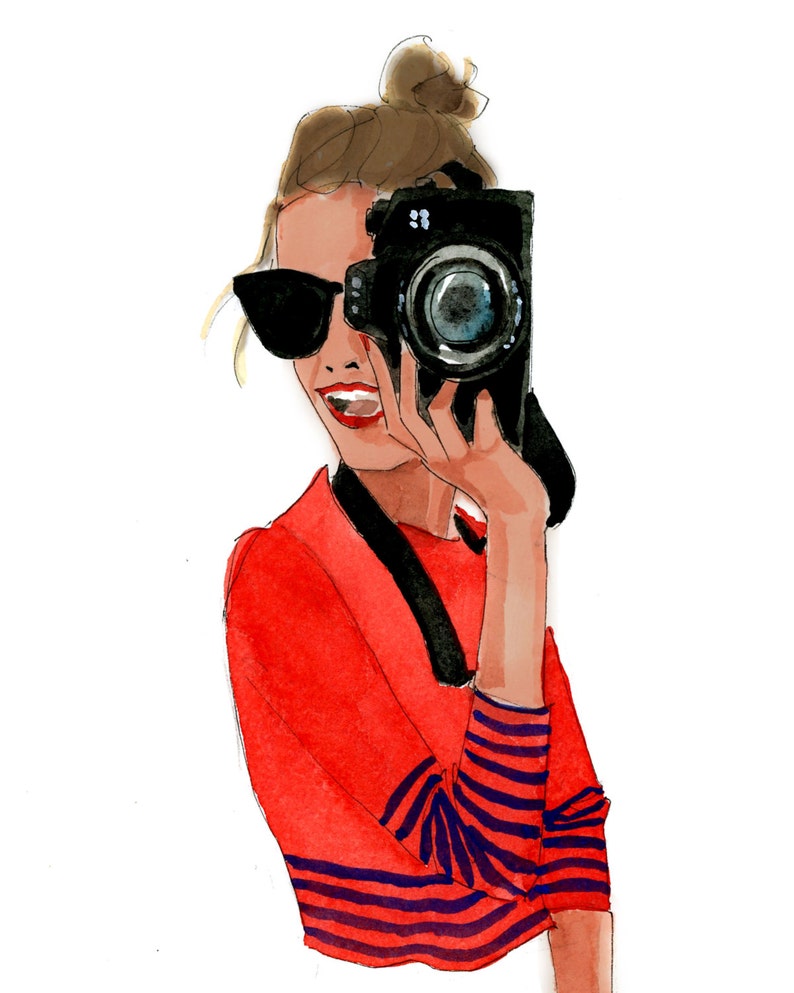 Art Print: Camera Girl {cute Wall Art, Home Decorating, Original ...