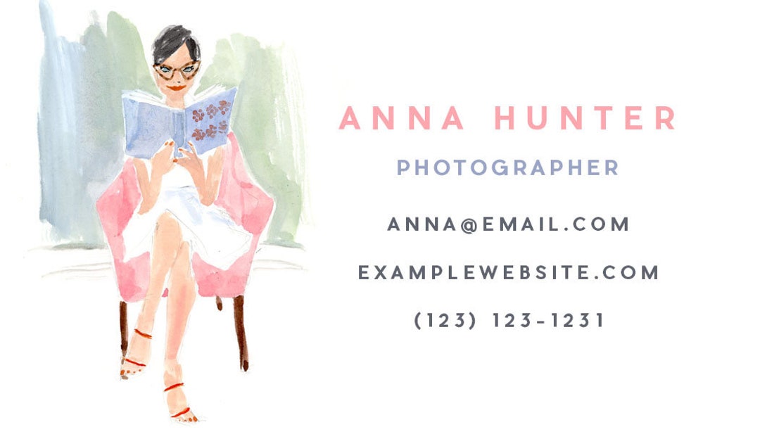 Custom Business/calling Cards: Book Girl - Etsy