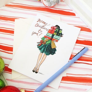 Set of Illustrated Christmas Cards: Bearing Gifts { Fashion Christmas ...