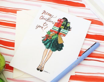Set of Illustrated Christmas Cards: Bearing Gifts { Fashion Set of Illustrated Christmas Cards: Bearing Gifts { Fashion