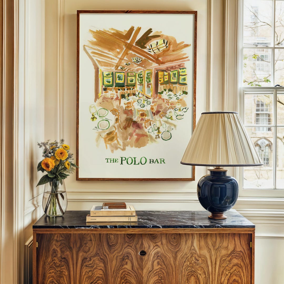 Art Print: Polo Bar {cute Wall Art, Home Decorating, Original Painting ...