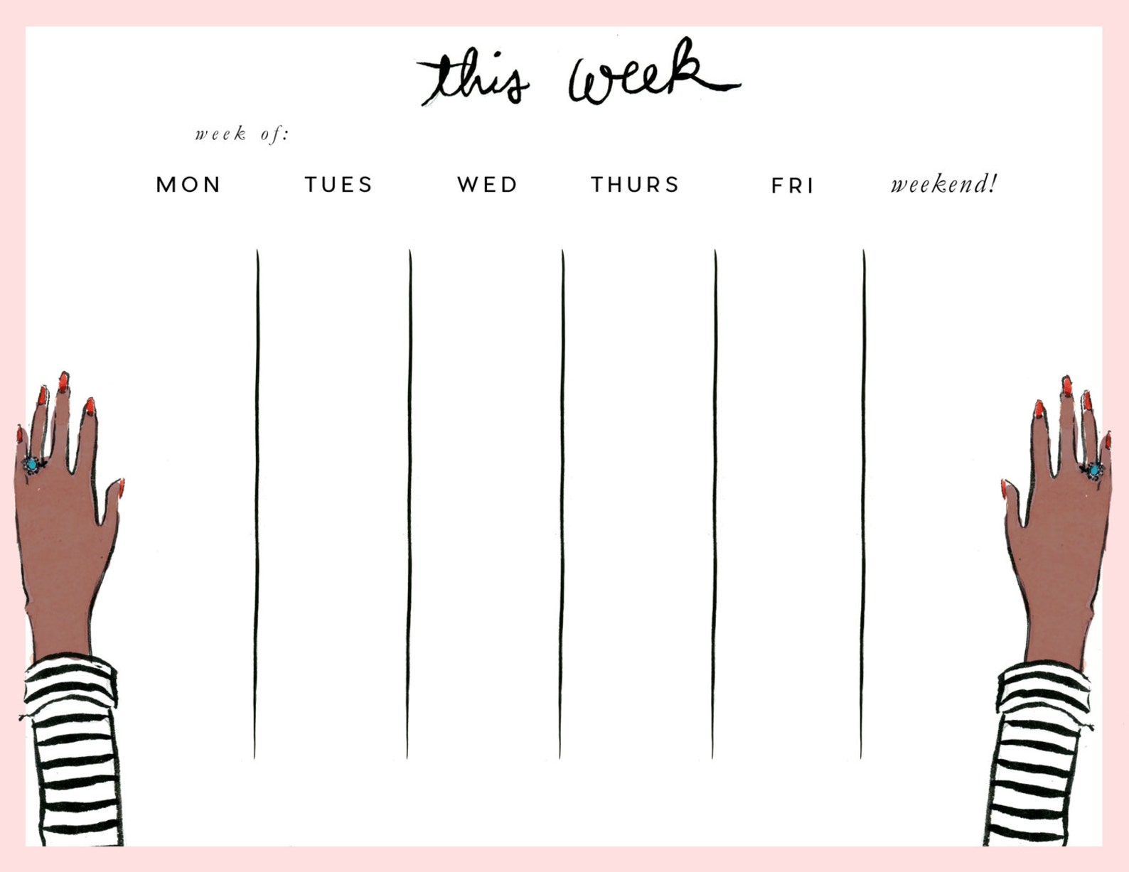 Week at a Glance Pad: Striped Tee paper Notepad to Do List | Etsy