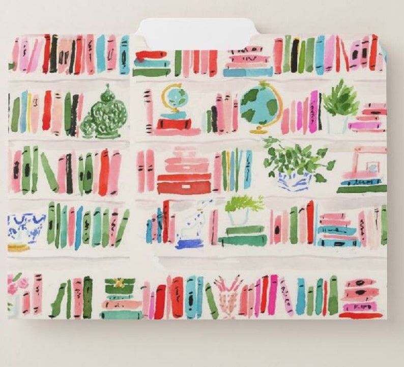 File Folders: Bright Bookshelf Print - Etsy