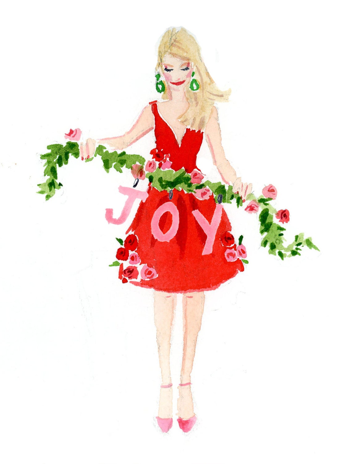 Holiday Christmas Cards: Joy Garland Fashion Christmas Card - Etsy Canada
