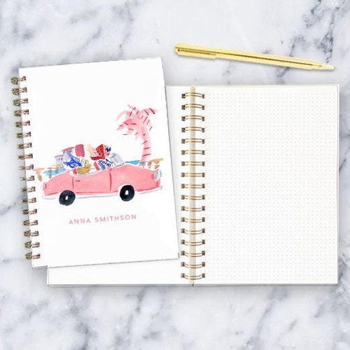 Personalized Gold Spiral Notebook: Bright Bookshelf - Etsy