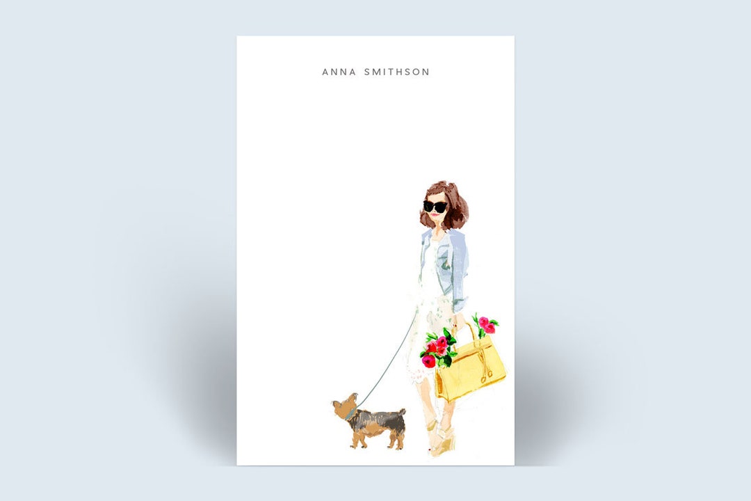 Personalized Notepad: Denim Jacket Girl With Yorkie Bob {to Do List ...