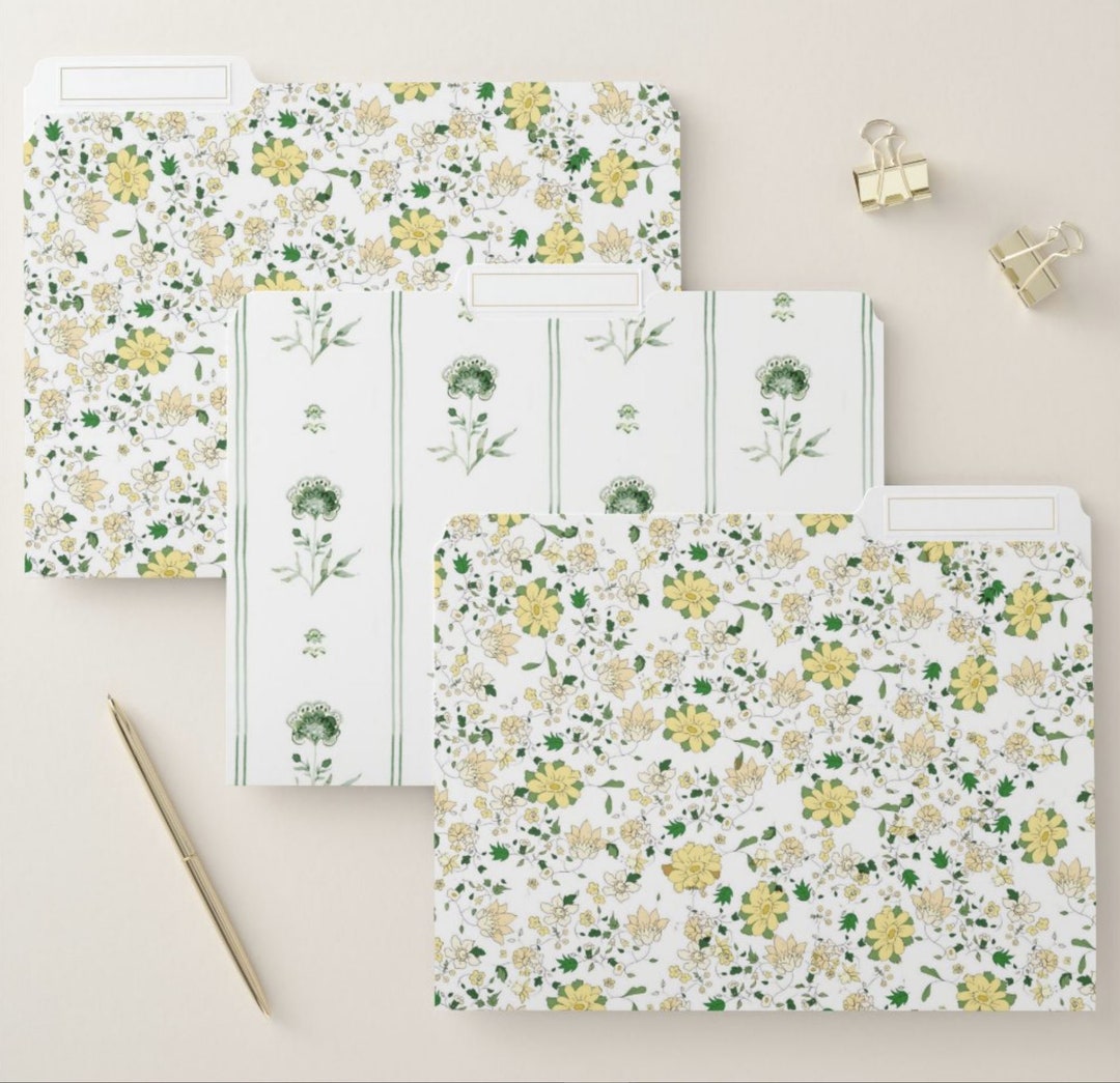 File Folders: Liberty Print and French Wallpaper Floral Green - Etsy